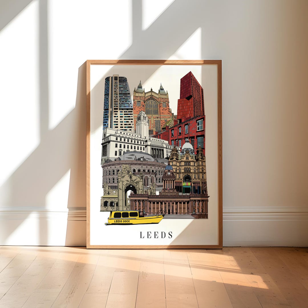 Leeds Landmarks Art Print / Leeds Poster / Leeds Gift / Leeds ...