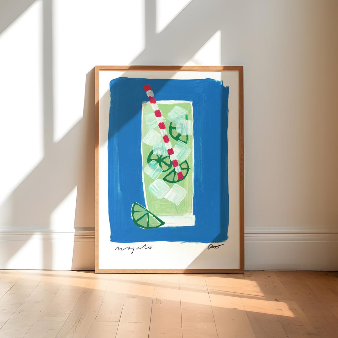 Mojito Painting Art Print / Hand Painted Abstract Art Print / Cocktail ...