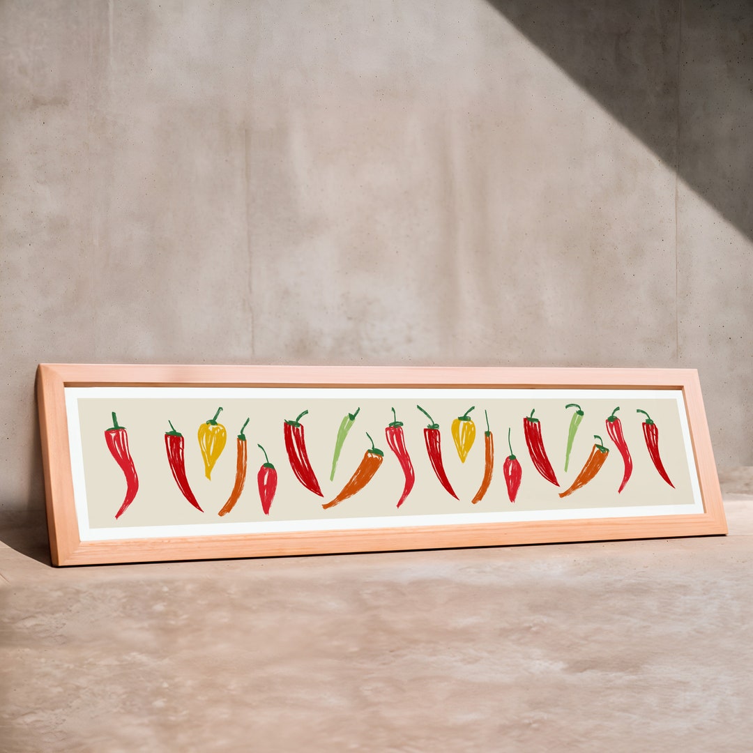 Chilli Panoramic Art Print / Colourful Kitchen Print / Framed or ...