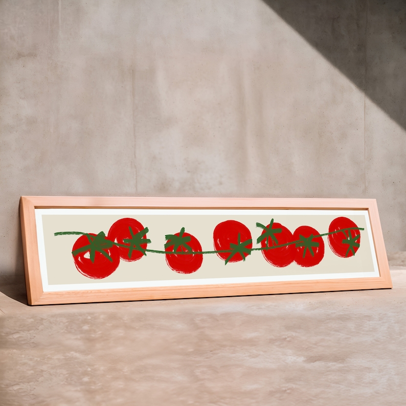 Tomatoes Panoramic Art Print / Colourful Kitchen Print / Framed or ...