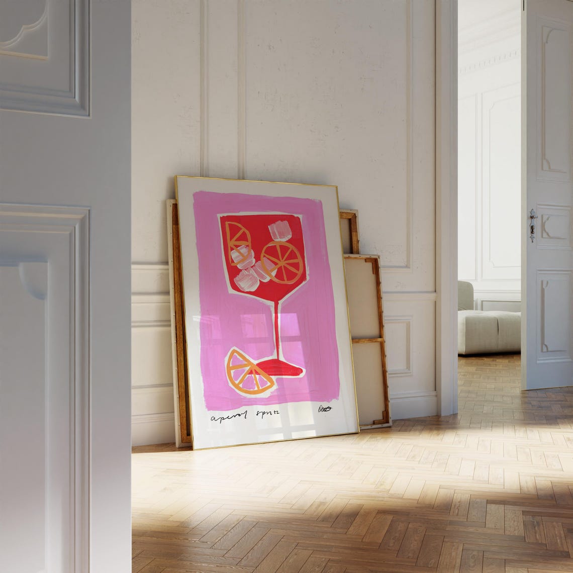 Aperol Spritz Painting Art Print / Hand Painted Abstract Art Print ...