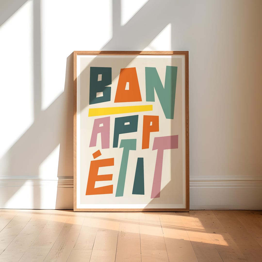 Bon Appetit Art Print / Kitchen Wall Art / Art for Kitchen / Art for ...