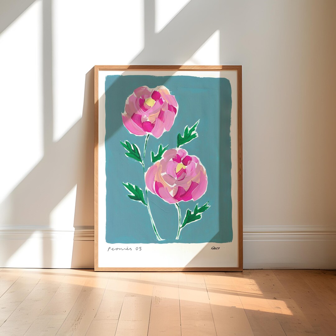 Peonies Painting Art Print / Hand Painted Abstract Art Print / Floral ...