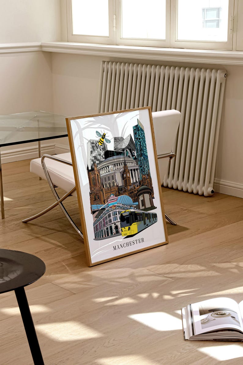 Manchester Landmarks Art Print: Hand-drawn Cityscape Poster - Etsy