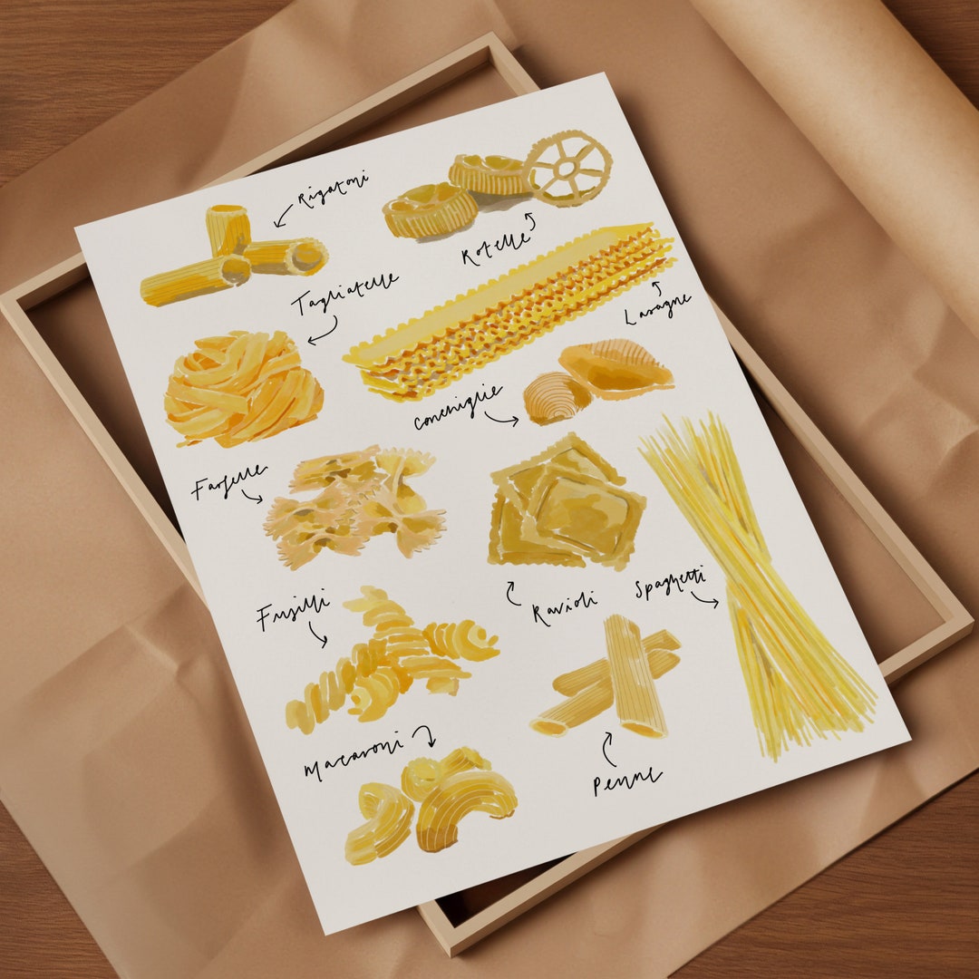 Pasta Art Print / Kitchen Aesthetic Wall Art / Hand Painted Art Print ...