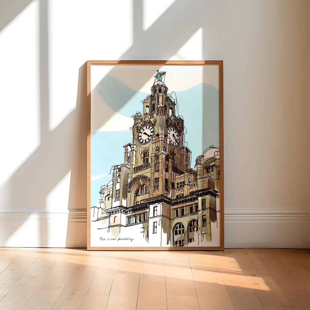 Liverpool Liver Building Art Print, Travel Wall Decor - Etsy