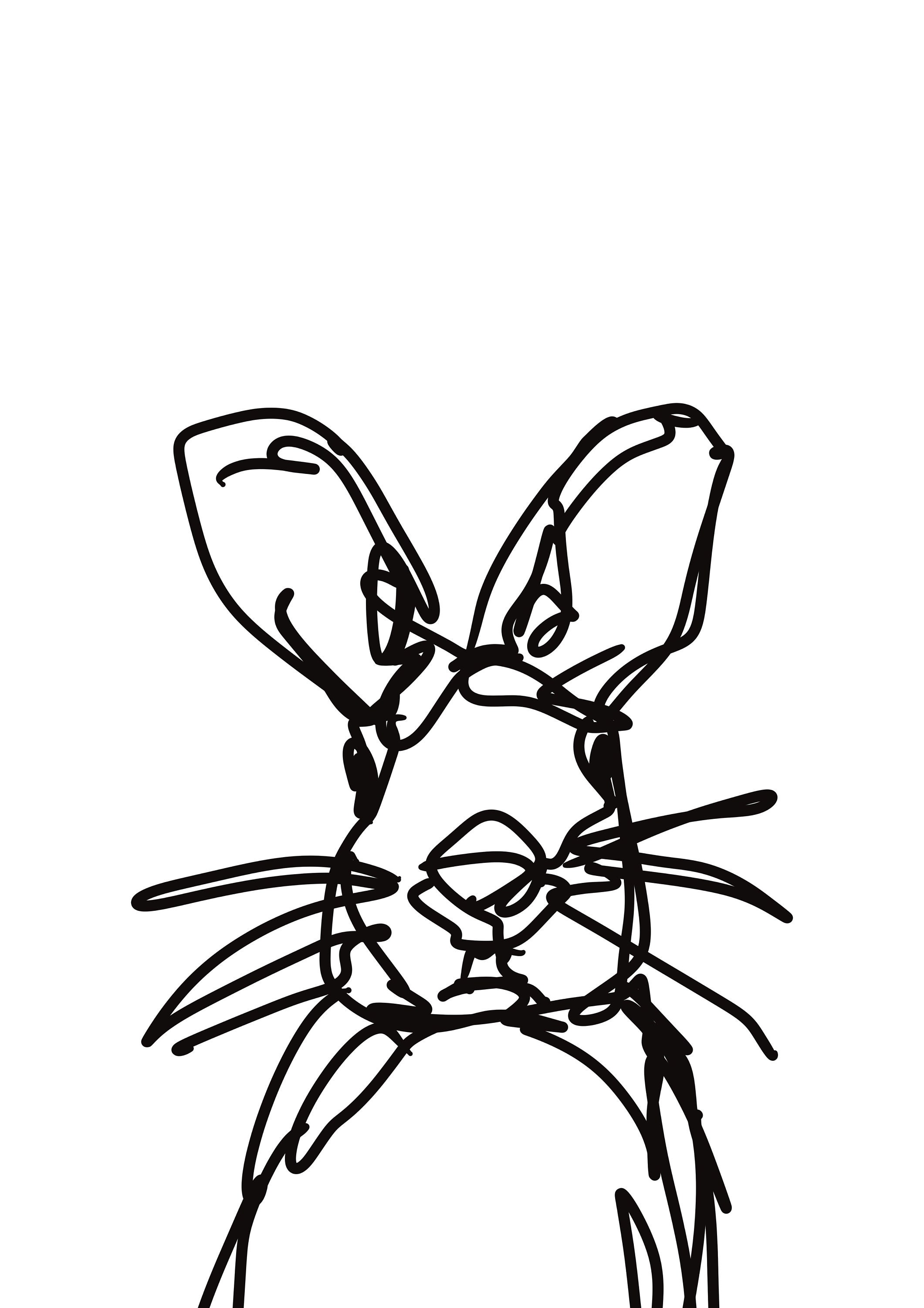 Rabbit Line Drawing Children's Art Print / Kids Bedroom / - Etsy