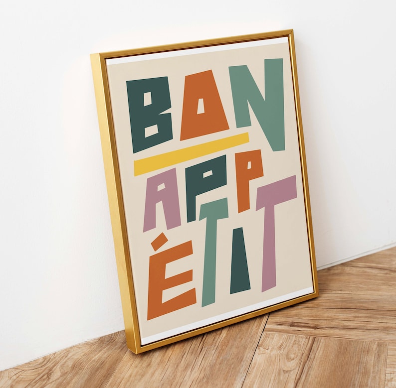 Bon Appetit Art Print / Kitchen Wall Art / Art for Kitchen / - Etsy