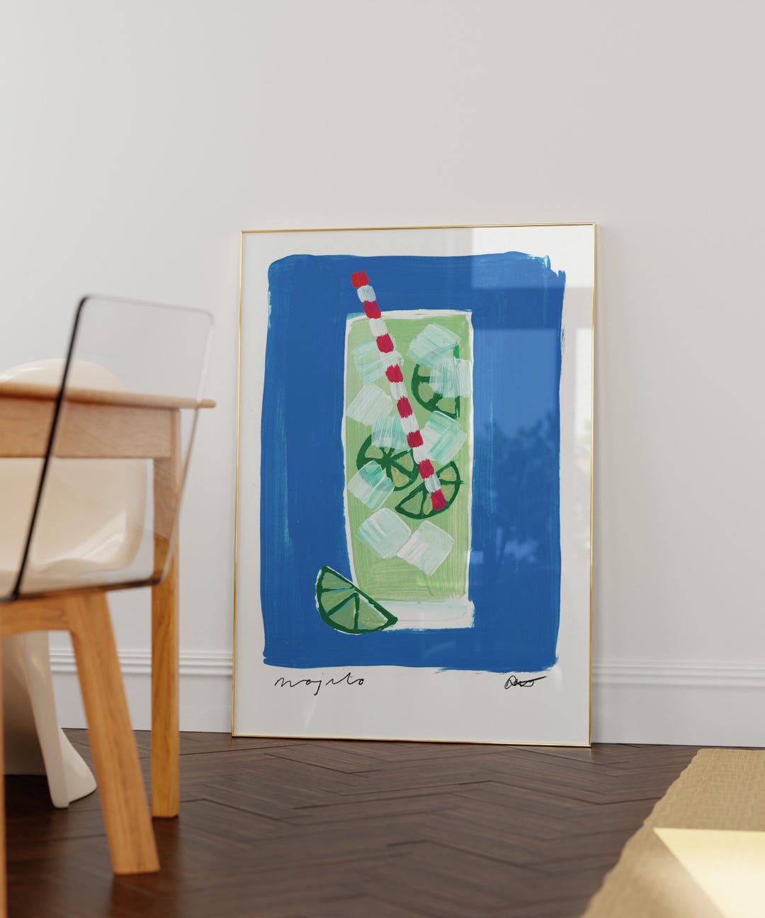 Mojito Painting Art Print / Hand Painted Abstract Art Print / Cocktail ...