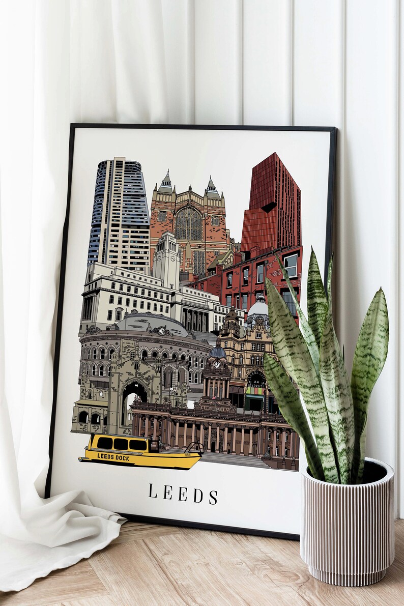 Leeds Landmarks Art Print / Leeds Poster / Leeds Gift / Leeds - Etsy