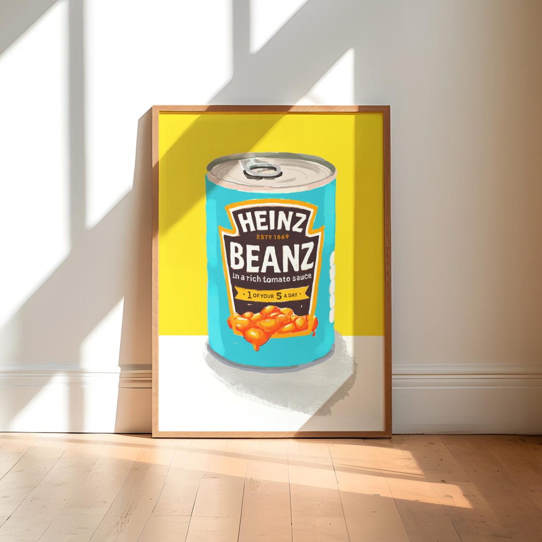 Baked Beans Art Print / Kitchen Wall Art / Food Poster Print / Foodie ...