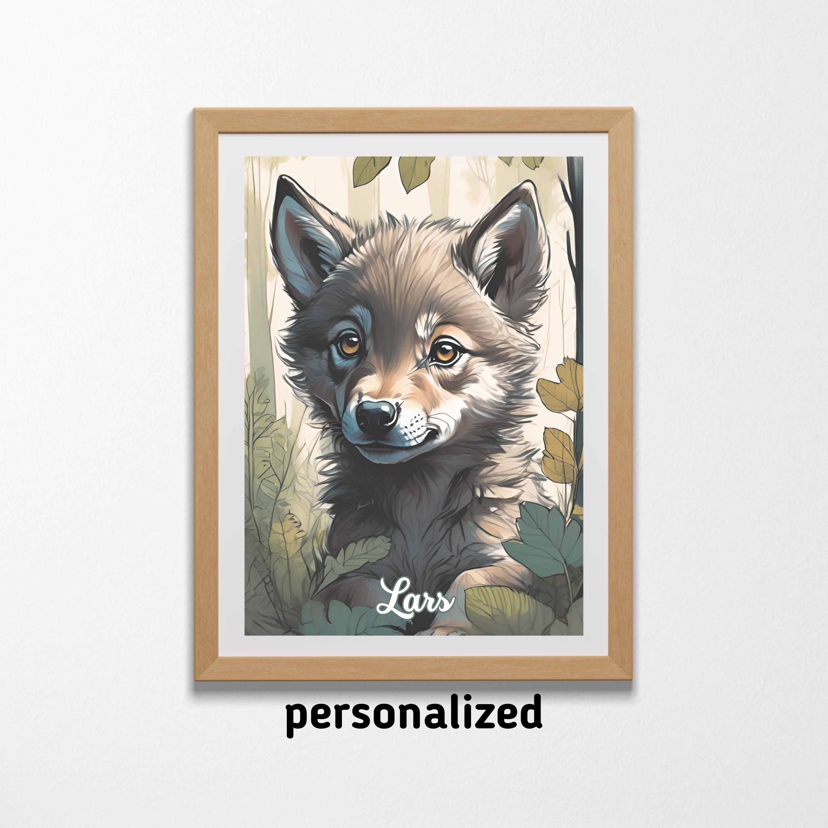 Printable Wolf Art - Printable Personalized A3 Poster With A Cute Baby ...