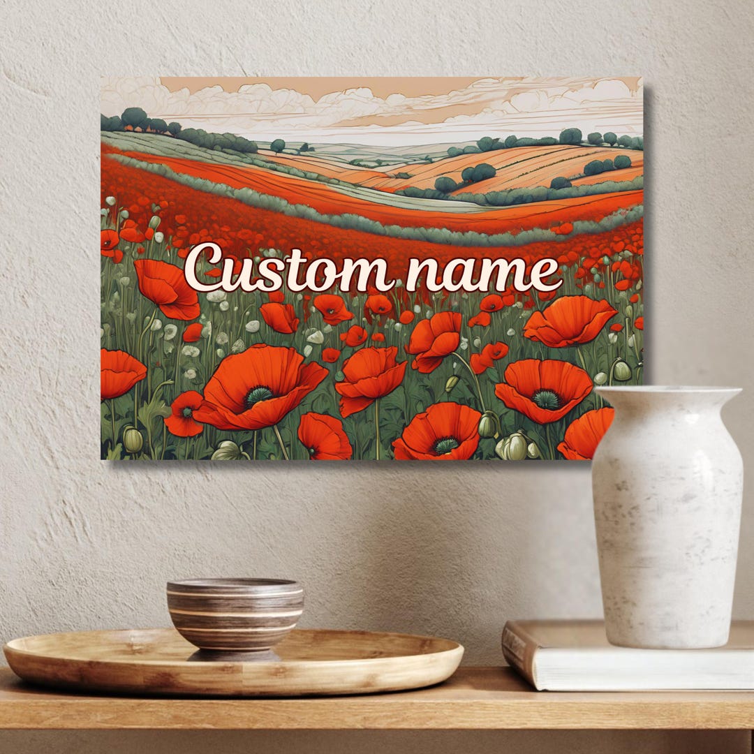 Printable Personalized Poppy Field Poster - A4 Poster With Custom Name ...