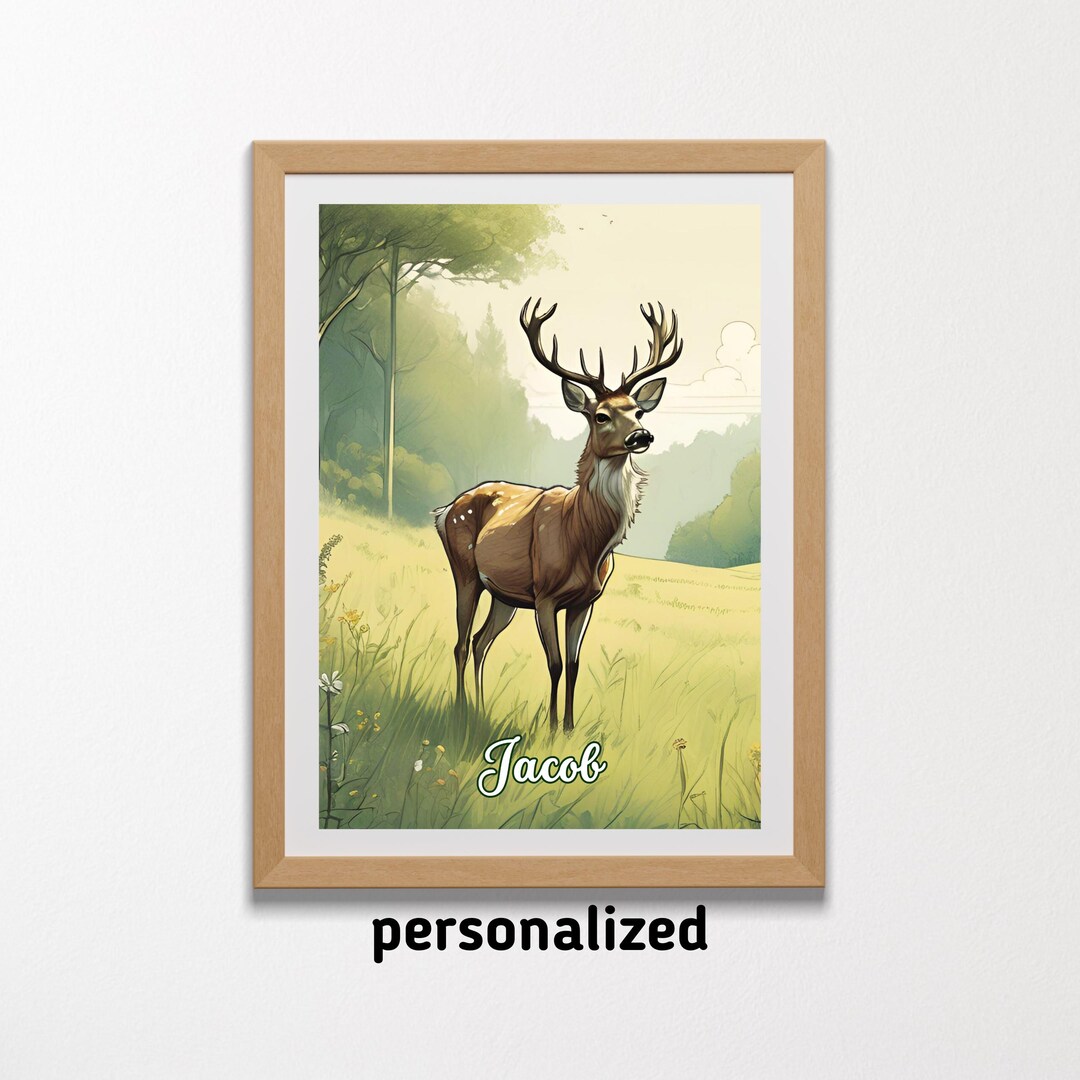 Printable Reindeer Poster - A3 Poster With an Elk and A Custom Name ...