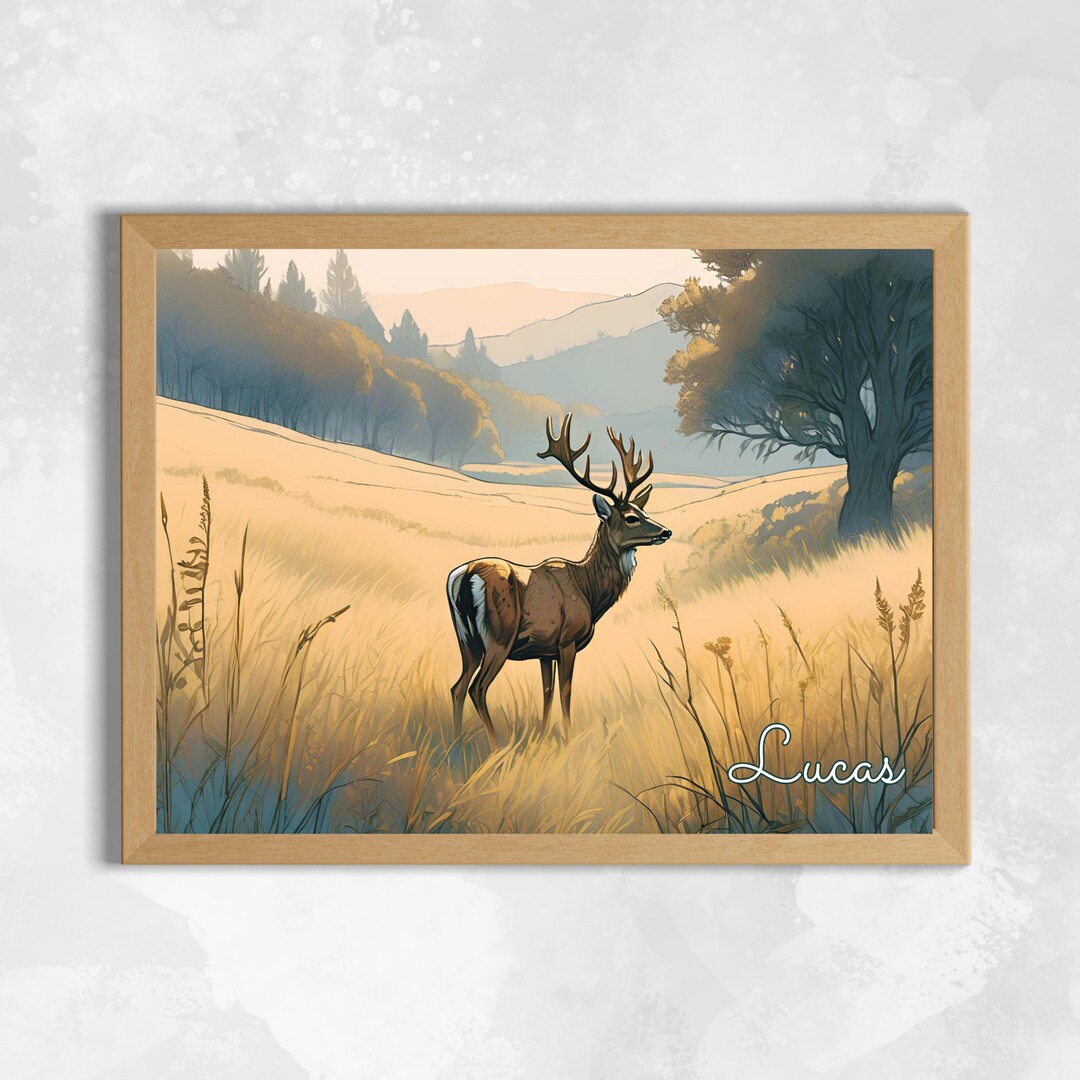LUCAS Name Print - Printable A3 Poster With Wild Meadow, Reindeer, and ...