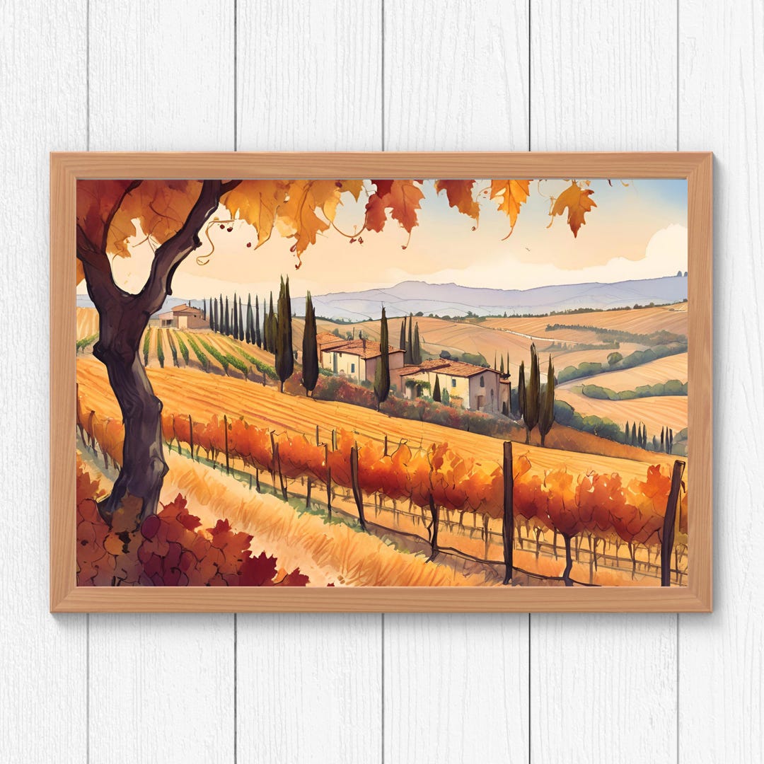 Printable A4 Vineyard Poster - Vineyard Painting Digital Art - Tuscany ...