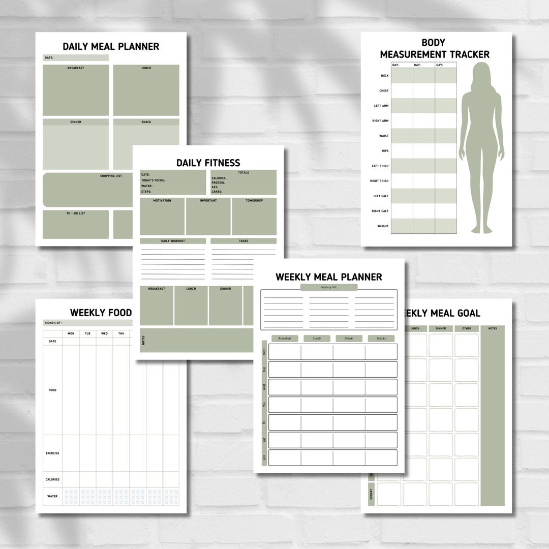 12pcs Healthy Lifestyle Planner - Body Measurements Tracker - Daily ...