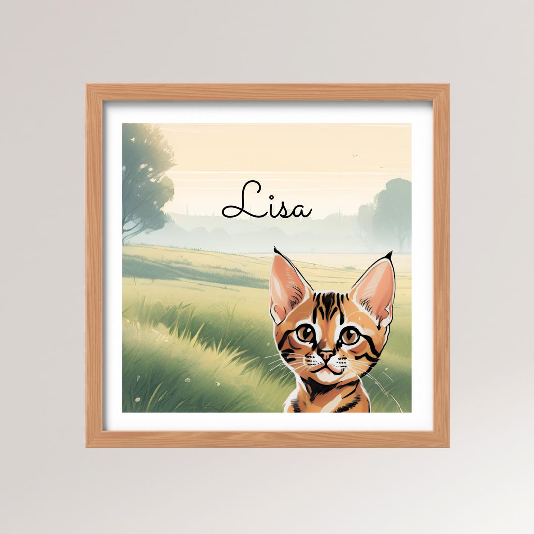 LISA Square Poster Print With Bengal Cat - 20in Poster With Bengal ...