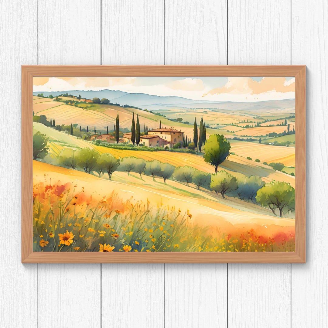 Printable Tuscany Painting - A4 Poster With Tuscan Landscape - Tuscan ...