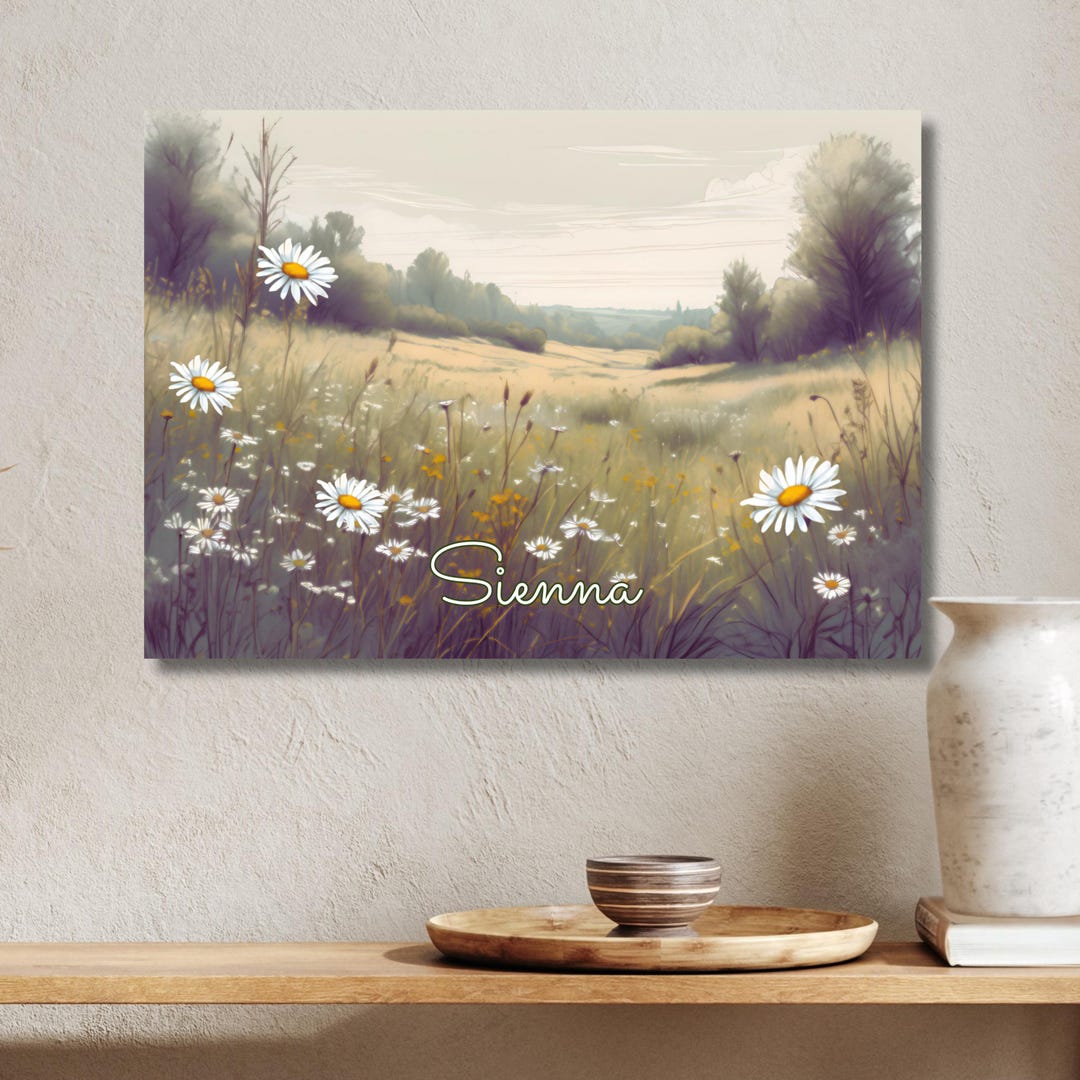 SIENNA Name Print - Printable A3 Poster With Peaceful Meadow, Daisies ...