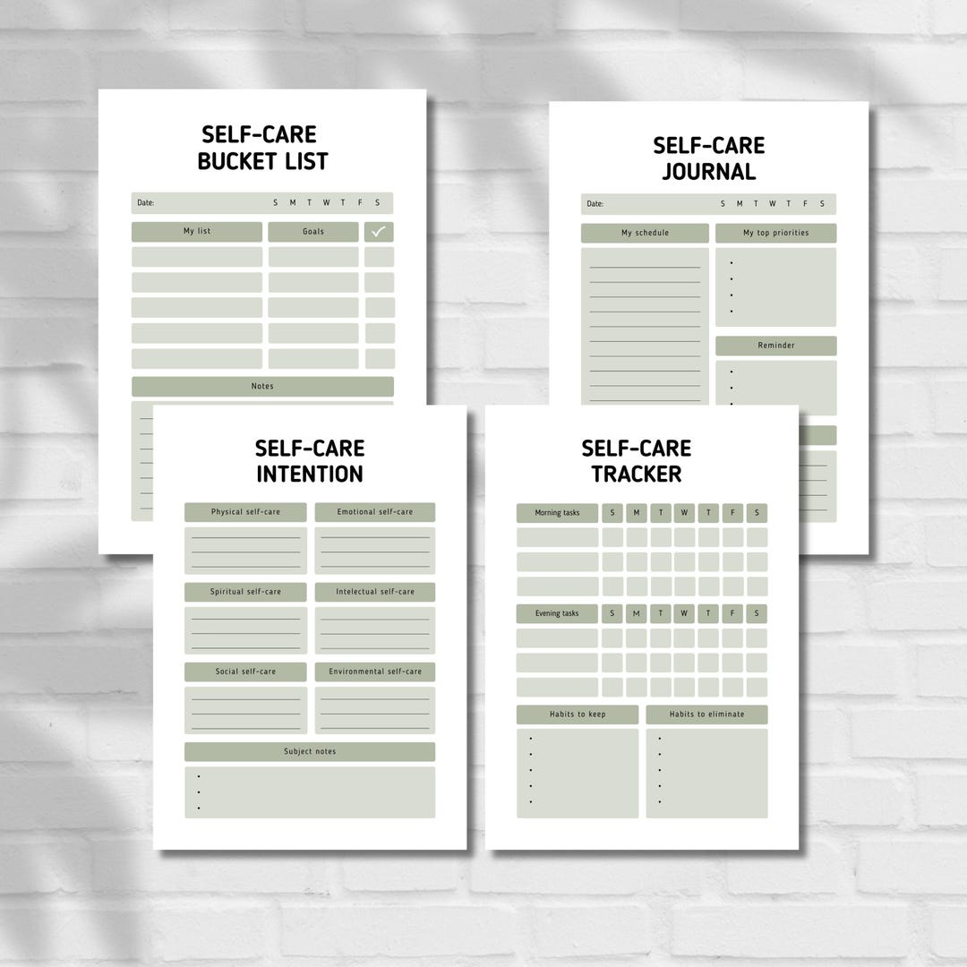 4pcs Self Care Journal - Self Care Tracker - Self Care Intention - Self ...