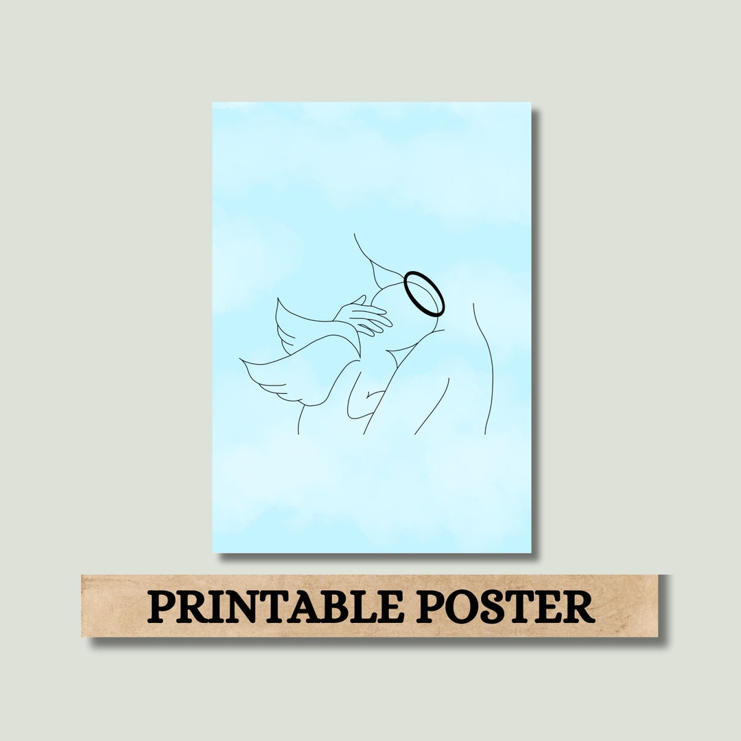 PRINTABLE ANGEL BABY and Mom Line Art Poster Angel Baby - Etsy