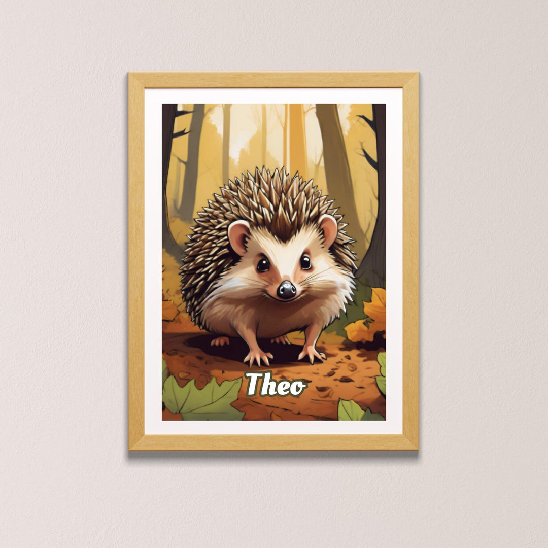 THEO Printable Poster - Printable Hedgehog A3 Poster With Name Theo ...