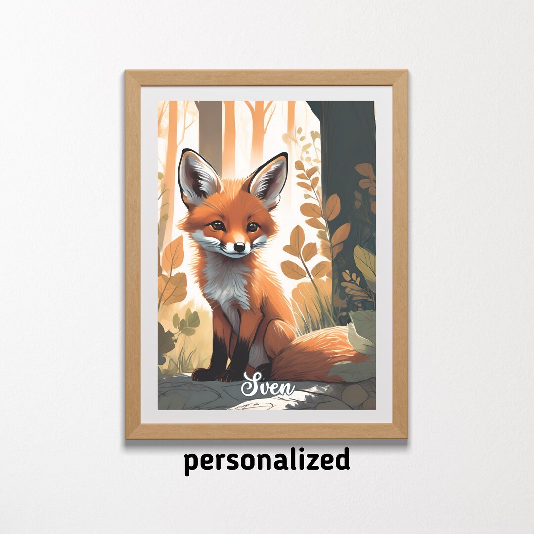 Printable Poster With A Fox and Custom Text - Fox Digital Print - Fox ...