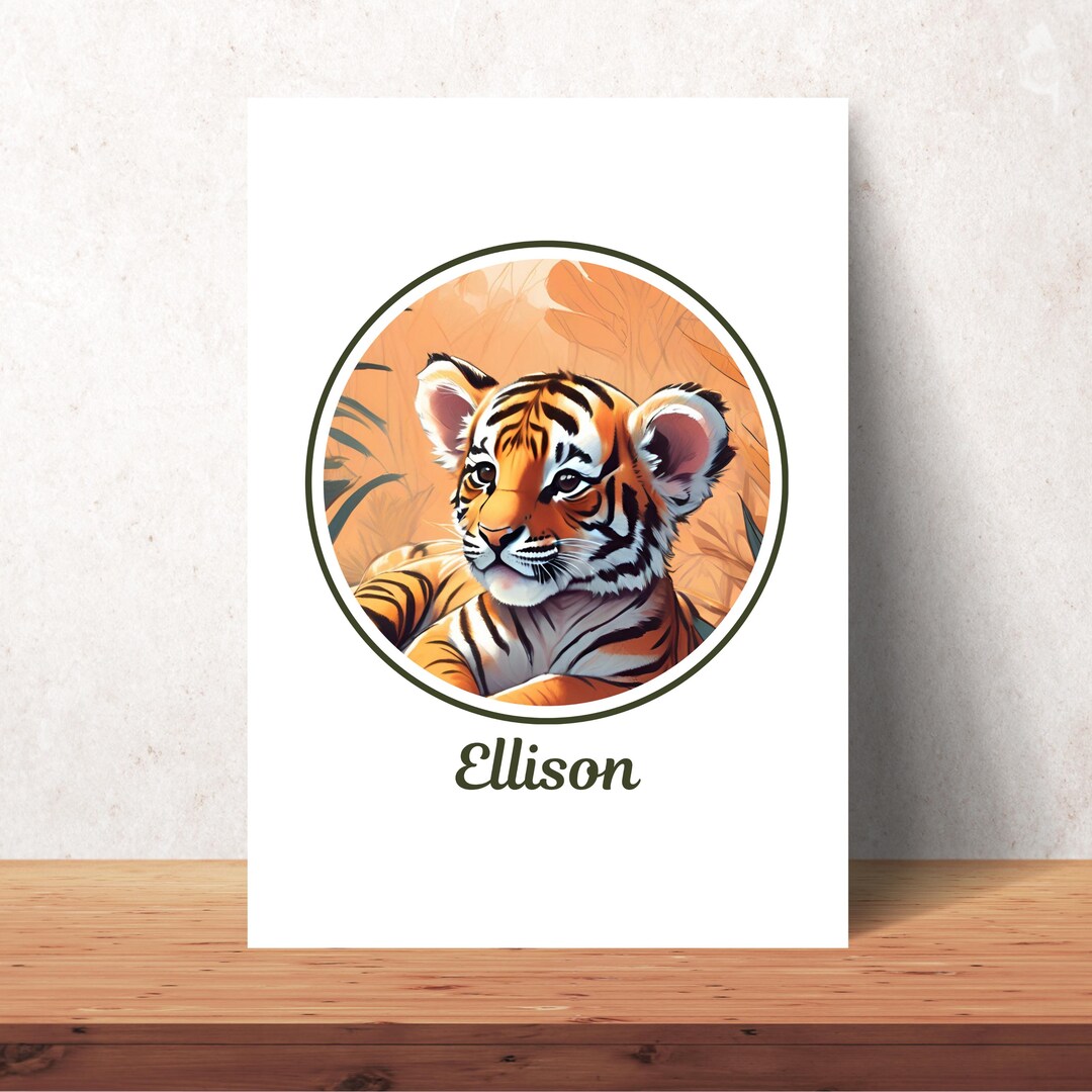 ELLISON Name Tiger Art Print - Printable A4 Poster With Tiger - Safari ...