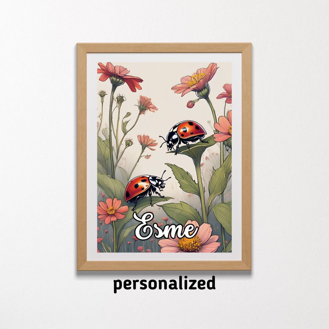 Printable Ladybug Artwork With Custom Name - Personalized Printable ...
