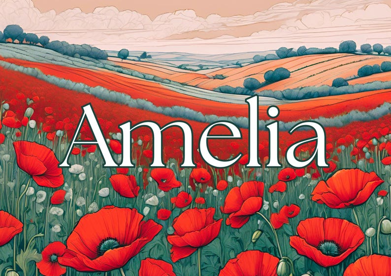 AMELIA Printable A3 Poster - Printable A3 Landscape Poster With Name ...
