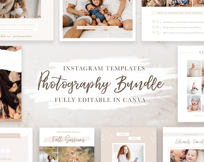 Photography Instagram Templates for Canva Social Media Templates for ...