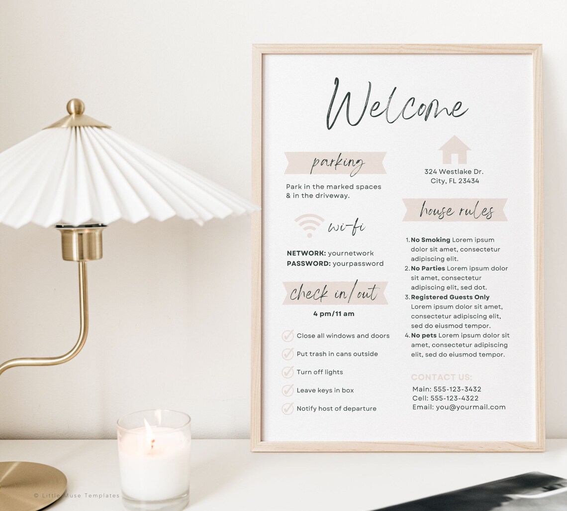 Vacation Rental Welcome Sign Template: Printable Airbnb Host Sign ...