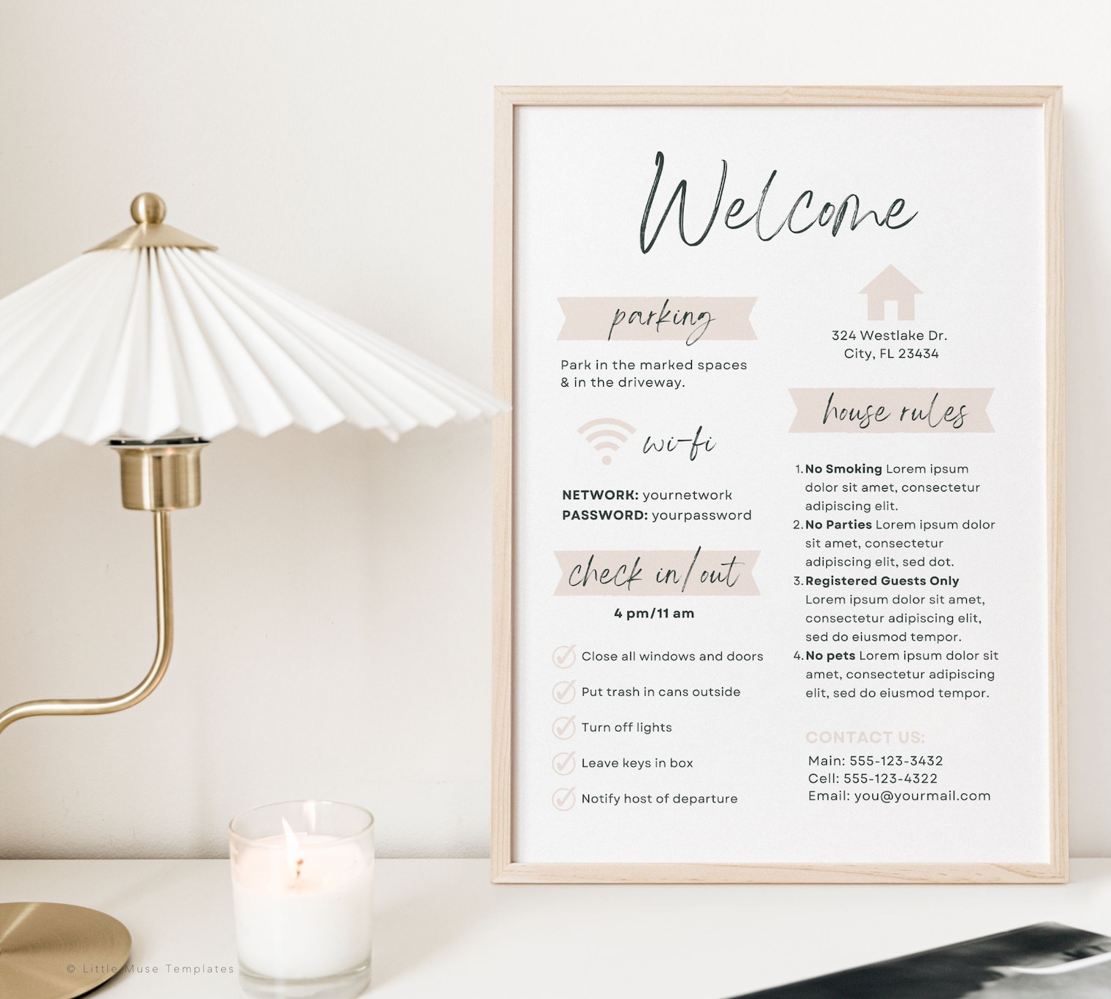 Vacation Rental Welcome Sign Template for Canva - Printable Air BNB ...