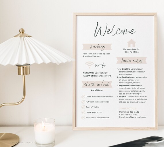 Vacation Rental Welcome Sign Template for Canva Printable | Etsy