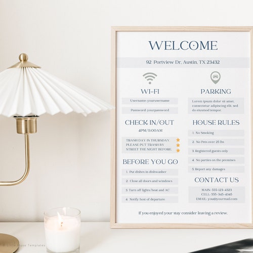 Printable Air BNB Welcome Book Template for Canva Digital - Etsy