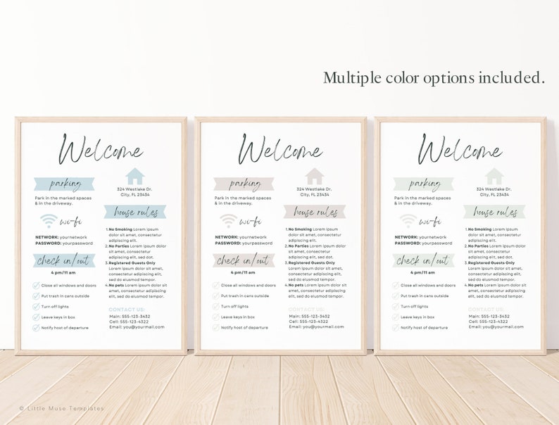 Vacation Rental Welcome Sign Template for Canva - Printable Air BNB ...