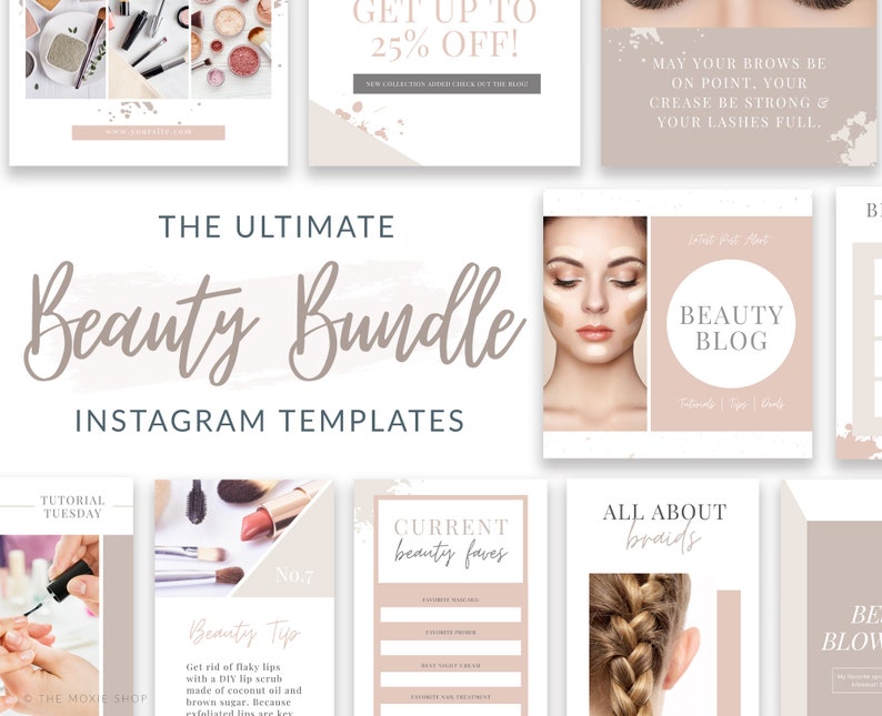 Makeup Artist Instagram Templates for Canva: Social Media Kit (digital ...