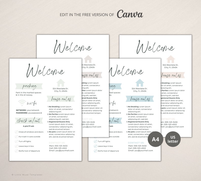 Vacation Rental Welcome Sign Template: Printable Airbnb Host Sign ...