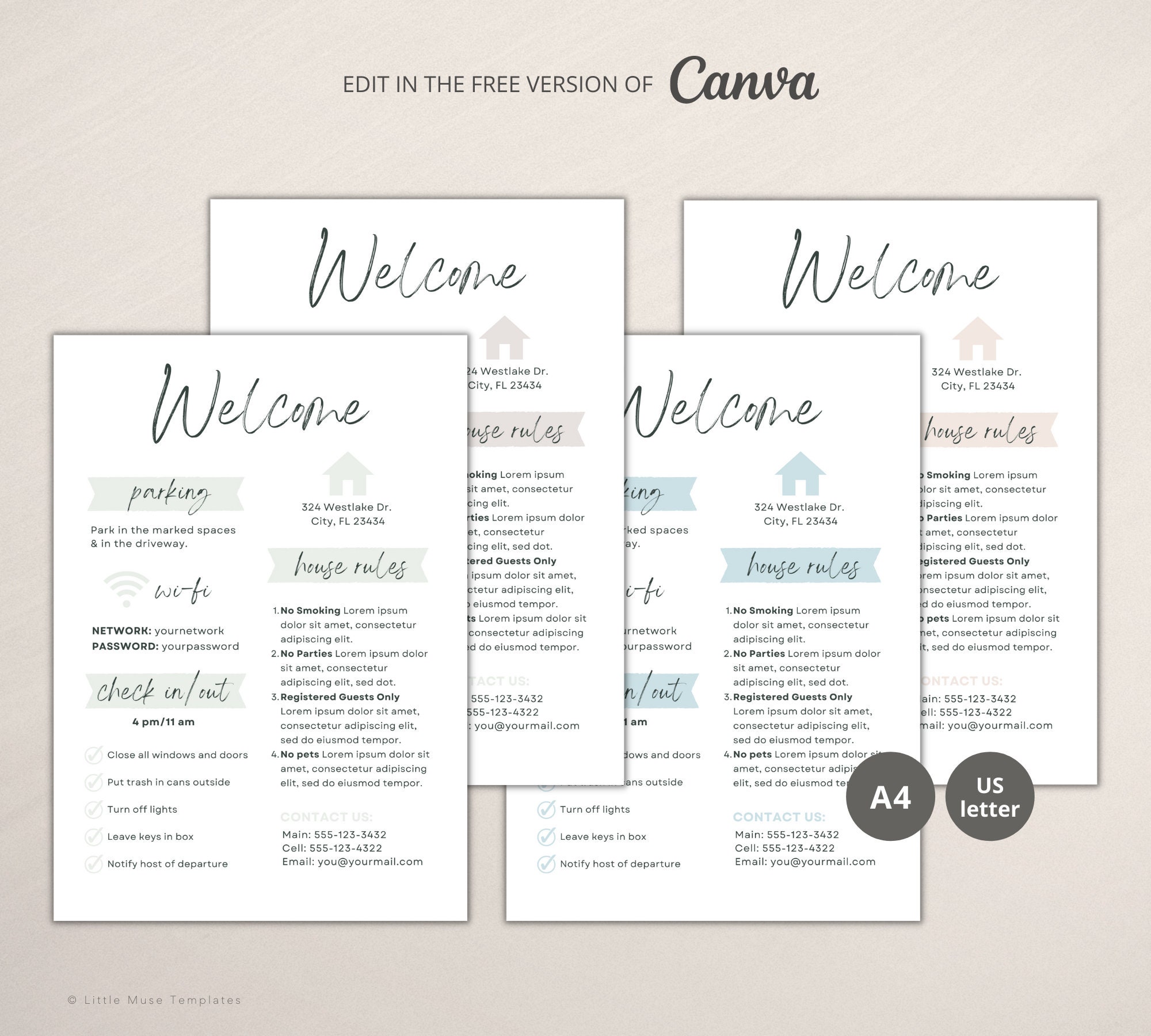 Vacation Rental Welcome Sign Template: Printable Airbnb Host Sign ...
