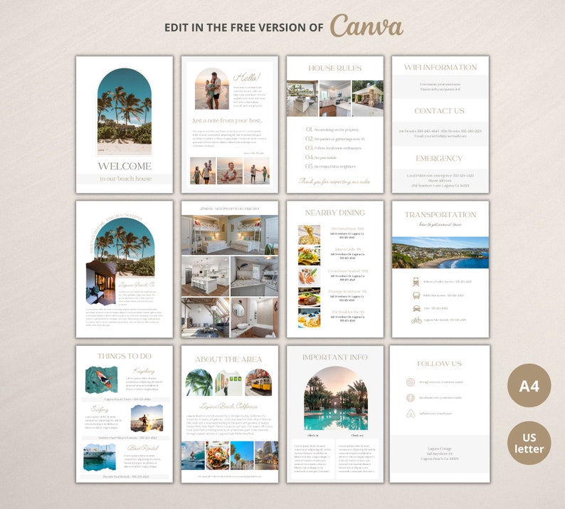 Printable Air BNB Welcome Book Template for Canva Digital Air BNB ...