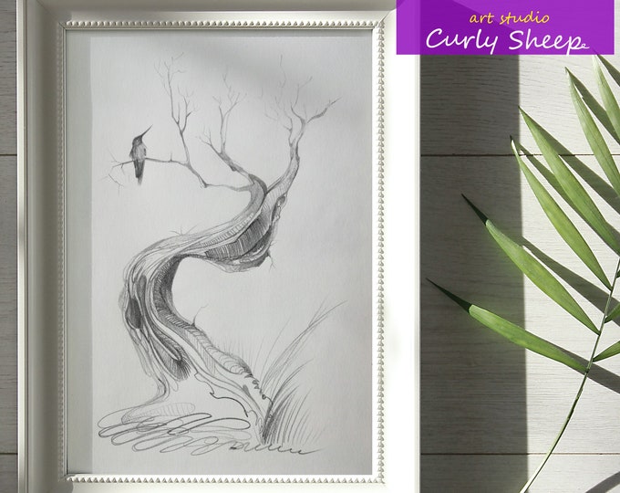 Surreal Drawing, Wilted Tree Drawing, Tree With Roots, Pencil Drawing ...