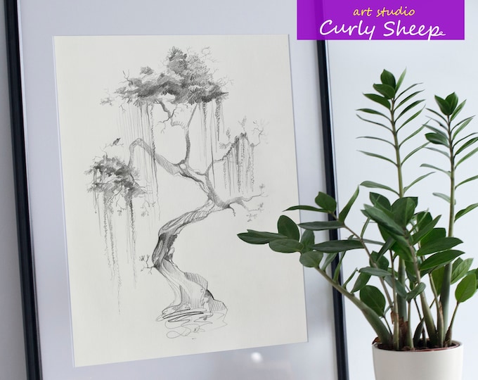 Surreal Drawing, Wilted Tree Drawing, Tree With Roots, Pencil Drawing ...