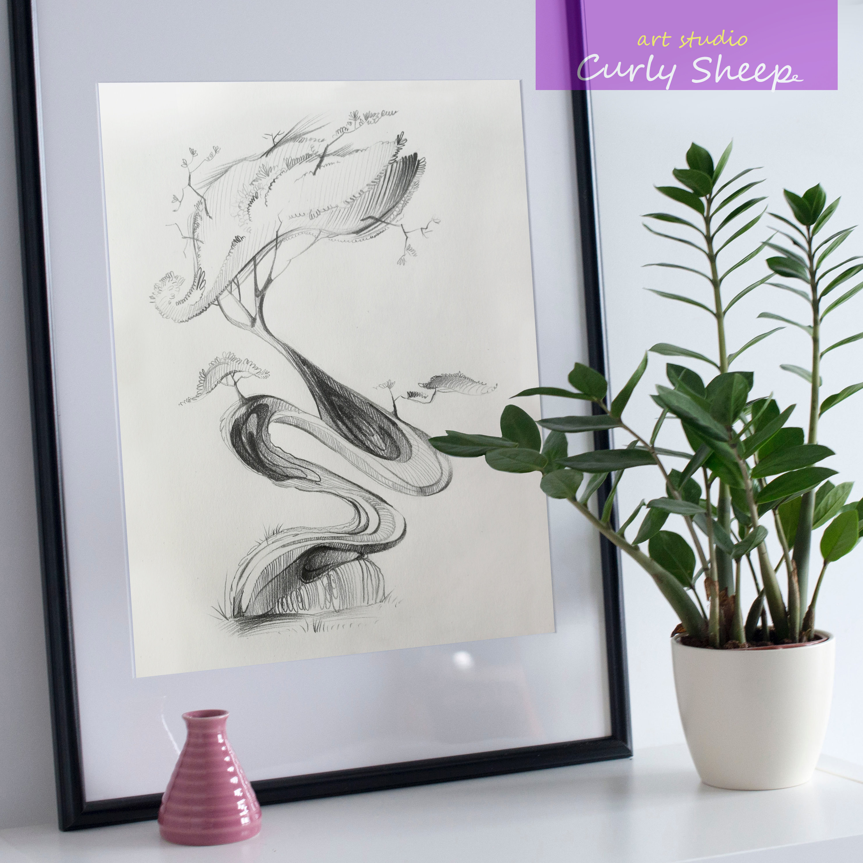 Tree Pencil Drawing A4, Trees Sketch, Pencil Sketch, Tree Original ...