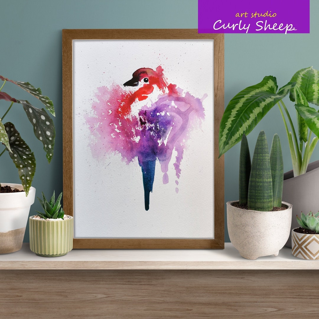 Lila Vogel - Handgemachtes Aquarell Bild A4 | Original Aquarellmalerei ...