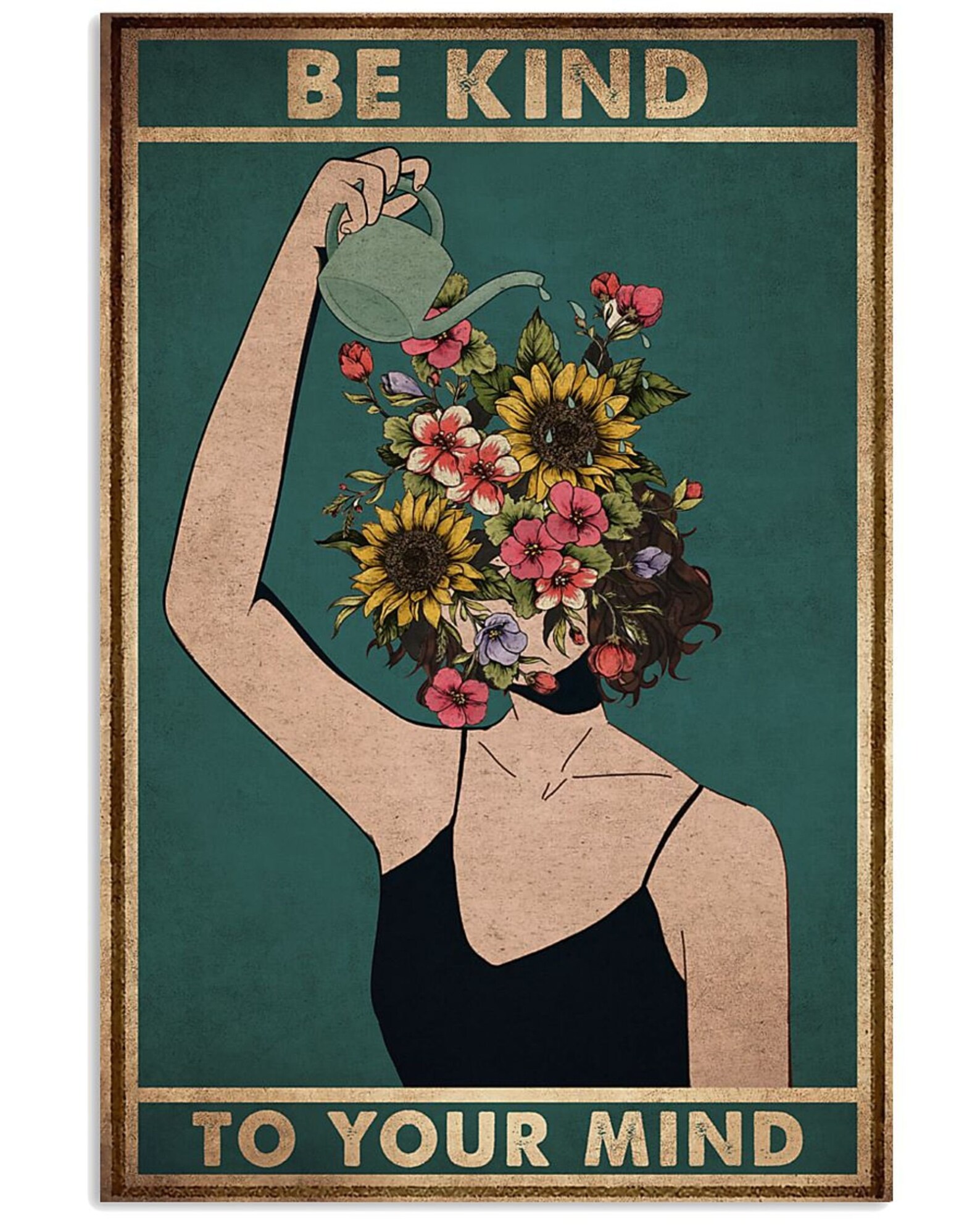Girl flower Mental Be Kind To Your Mind Vertical Poster | Etsy