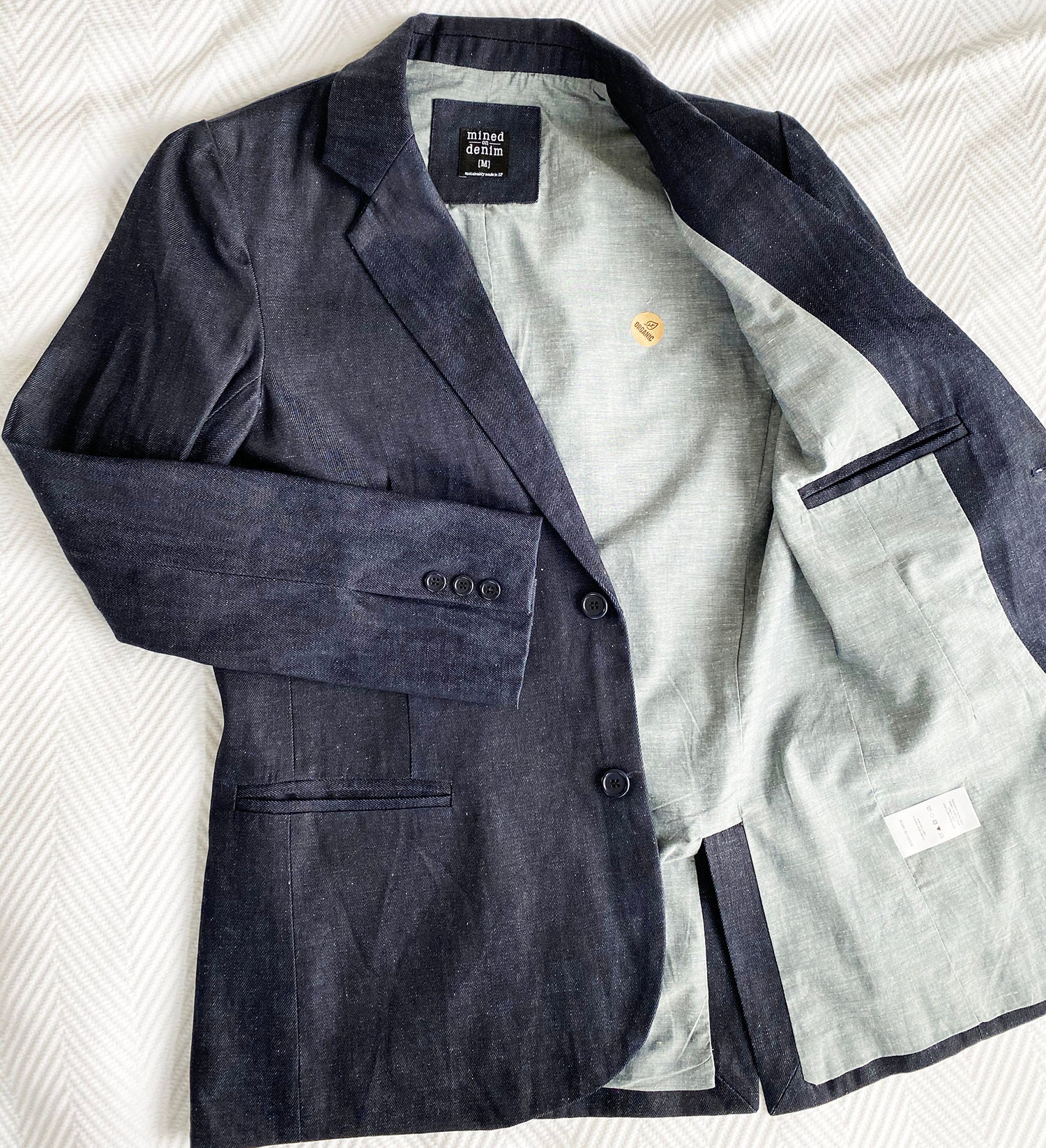 Denim Blazer, With Organic Cotton + Hemp Lining, Sustainably and ...
