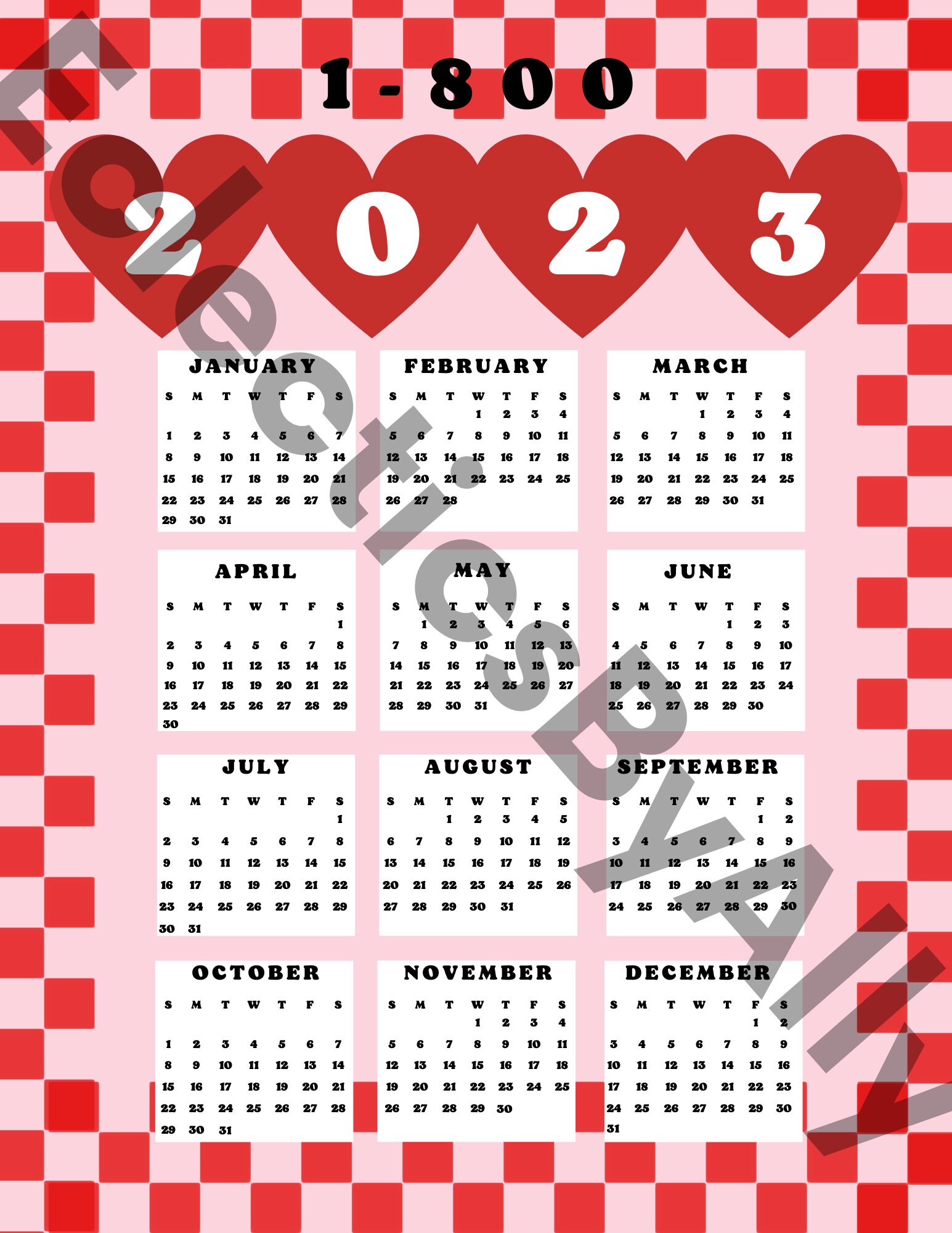 1-800-2023 Electronic Calendar - Etsy