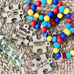 Autism Wristlet Keychain, Proud Autism Mom Keychain, Teacher Keychain ...