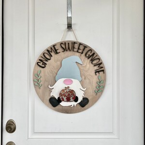 Gnome Sweet Gnome Interchangeable Door Round, Wooden Gnome Sign, Seasonal Gnome Door Hanger - Etsy